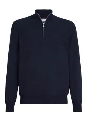 Brunello Cucinelli Cashmere Quarter-zip Sweater - Blue