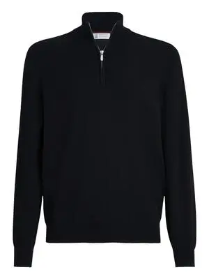 Brunello Cucinelli Cashmere Quarter-zip Pullover - Black