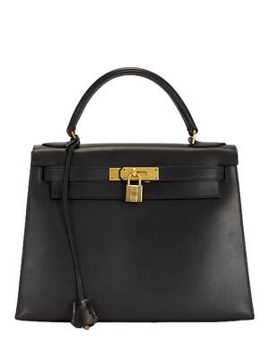 FWRD RENEW Hermes 1976 Box Kelly 28 Handbag - Black