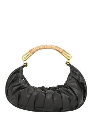 Balmain Medium Ebene Calfskin Hobo - Black