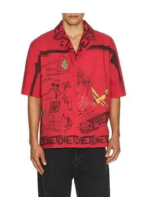 DIET STARTS MONDAY Doodle Button Up Shirt In . Also - Red