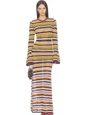 Beach Riot Joia Striped Crochet Knit Maxi Dress - Orange