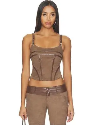I.AM.GIA Viviane Suede Corset Top - Chocolate
