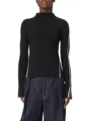 Sportmax Fitted High Neck Jumper With Contrast Stitching - Black