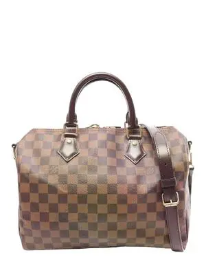 LOUIS VUITTON Damier Ebene Speedy Bandouliere Satchel - Brown