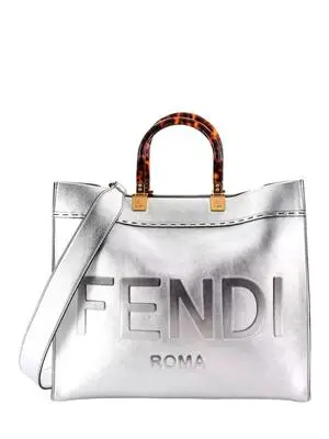 Fendi Medium Sunshine Shopper Tote Bag - Silver