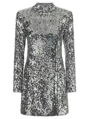 Balmain Sequin-embellished Structured-shoulder Mini Dress - Silver