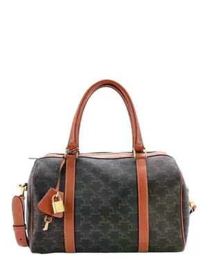 Celine Triomphe Coated Canvas Boston Handbag - Brown