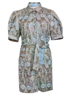 Sandro Metallic Jacquard Mini Dress - Blue