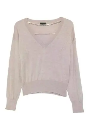 Liu Jo Crystal-embellished V-neck Sweater - Neutrals
