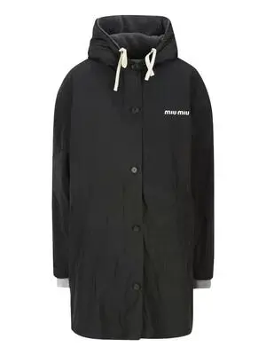 Miu Miu Single-breasted Pongé And Fleece Caban Jacket - Black