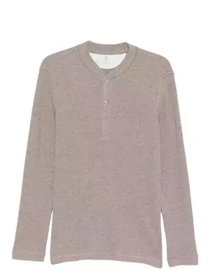 Brunello Cucinelli Waffle-knit Henley Sweater - Grey