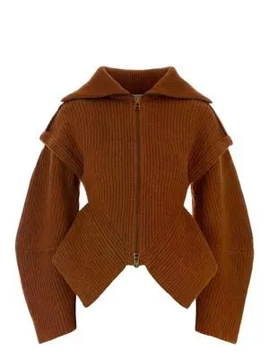 Zimmermann Ribbed-knit Panelled Cardigan - Brown