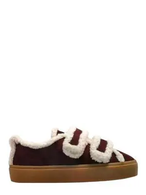 Inuikii Shearling Low Velcro Touch-strap Sneakers - Red