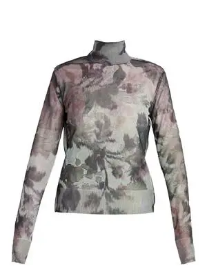 Erdem Floral-print Jacquard Turtleneck Sweater - Grey