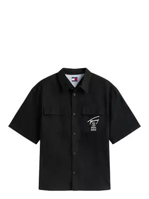 Tommy Hilfiger Logo-print Flap-pocket Shirt - Black