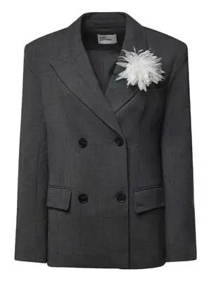 SELF-PORTRAIT Double-breasted Flower Blazer - Grey