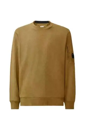 C.P. COMPANY Diagonal Raised Fleece Lens Crewneck Sweatshirt - Neutrals