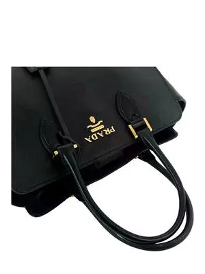 Prada Saffiano And Soft Calf Satchel - Black