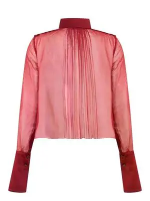Alberta Ferretti Silk Pleated Blouse - Red