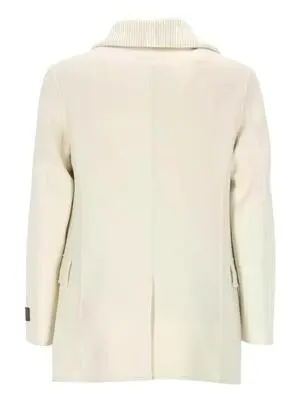 ON THE BUND Double-breasted Ribbed-collar Coat - Neutrals