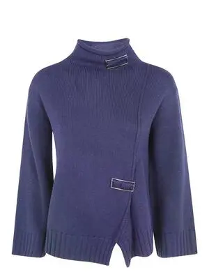 PIERANTONIOGASPARI Buckle-detail Asymmetric-hem Sweater - Blue