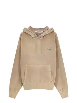 GOLDEN GOOSE Distressed Logo-print Hoodie - Neutrals