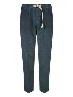 WHITE SAND Belted Corduroy Trousers - Blue