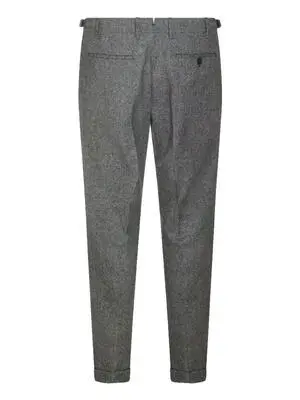 BERWICH Herringbone Pleated Trousers - Grey