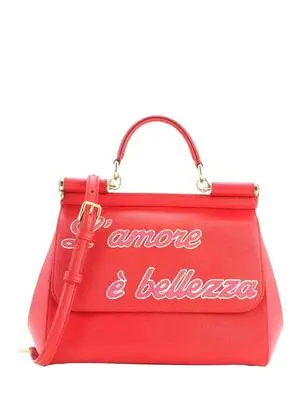 Dolce & Gabbana Miss Sicily Printed Leather Medium Satchel - Red