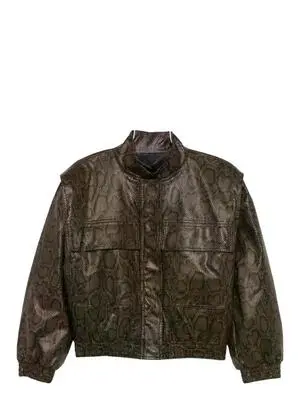 TWINSET Snake-effect High-neck Jacket - Brown