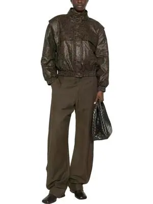 TWINSET Snake-effect High-neck Jacket - Brown