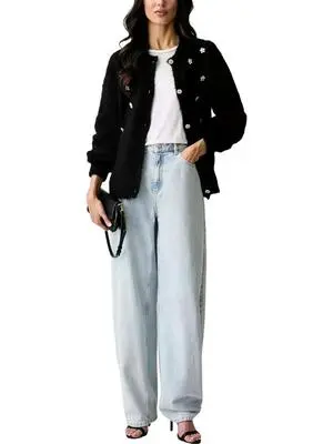 SILVIAN HEACH Crystal-embellished Fluffy Cardigan - Black