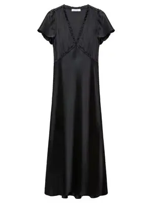 Dorothee Schumacher Ruffle-trim Bias-cut Midi Dress - Black