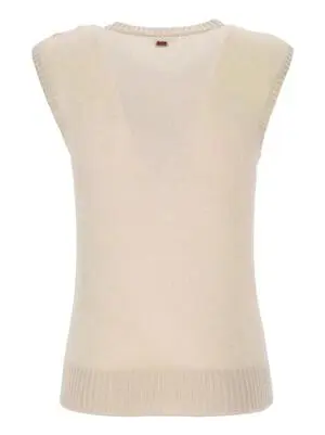 Agnona Ribbed-trim Sleeveless Sweater - Neutrals