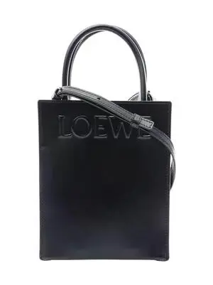 Loewe Leather Standard A5 Tote Satchel - Black