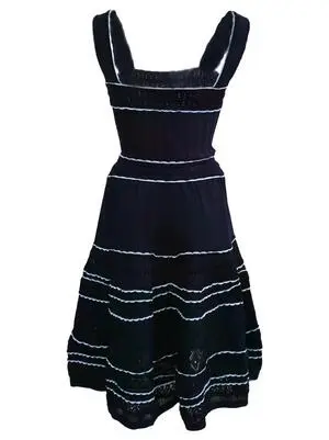 Sandro Pointelle-knit Fit-and-flare Dress - Blue