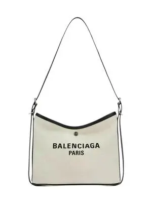 BALENCIAGA Balenciaga Biarri Logo-Plaque Canvas Shoulder Bag
