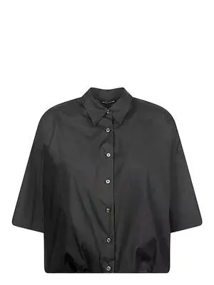 Mizuiro Ind Balloon-silhouette Gathered Shirt - Black