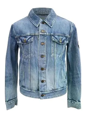 Saint Laurent Washed Distressed Denim Jacket - Blue