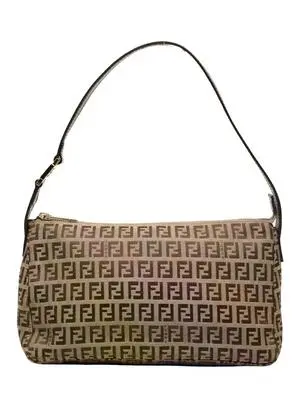 Fendi Zucchino Canvas Pochette Shoulder Bag - Brown