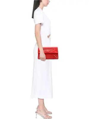 Balenciaga Lambskin Motocross Giant 12 Envelope Clutch Bag - Red