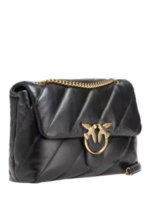 Pinko Love Puff Quilted Leather Shoulder Bag - Black