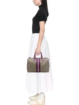Gucci Gg Supreme Joy Web Boston Bag - Neutrals