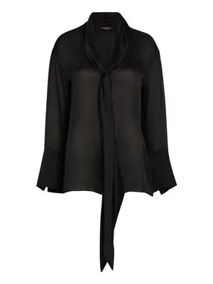 Balmain Scarf-effect Silk Blouse - Black