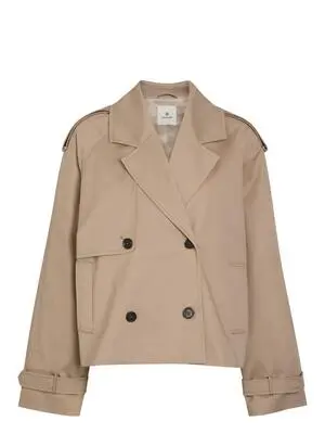 ANINE BING Rickie Cropped Stretch-cotton Trench - Beige
