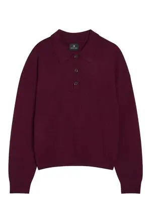 ANINE BING Lee Cashmere Polo Jumper - Dark Red