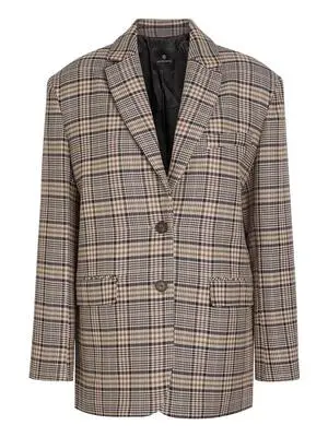ANINE BING Quinn Checked Oversized Blazer - Multicoloured