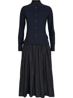 High Stretch-nylon Midi Shirt Dress - Navy