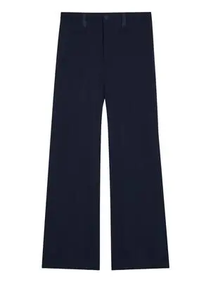High Wide-leg Stretch-jersey Trousers - Navy